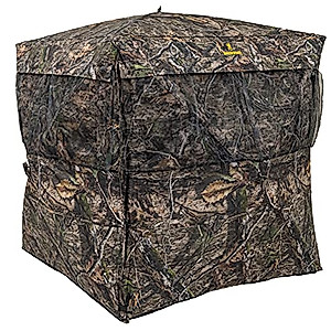 Browning Eclipse Tent Hunting Blind Featuring 360 Degree Windows with Silent Open, Durable Fiberglass Poles, Gear Pockets, and Brush Loops for Extra Concealment, Mossy Oak Country DNA
