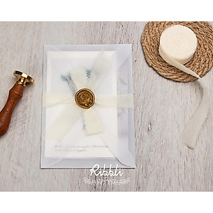 Ribbli Ivory Ribbon 1 Inch x 3 Rolls Total 24 Yards Ivory Handmade Fringe Chiffon Silk Ribbon for Wrapping Wedding Invitations Bridal Bouquets DIY Crafts Home Decor