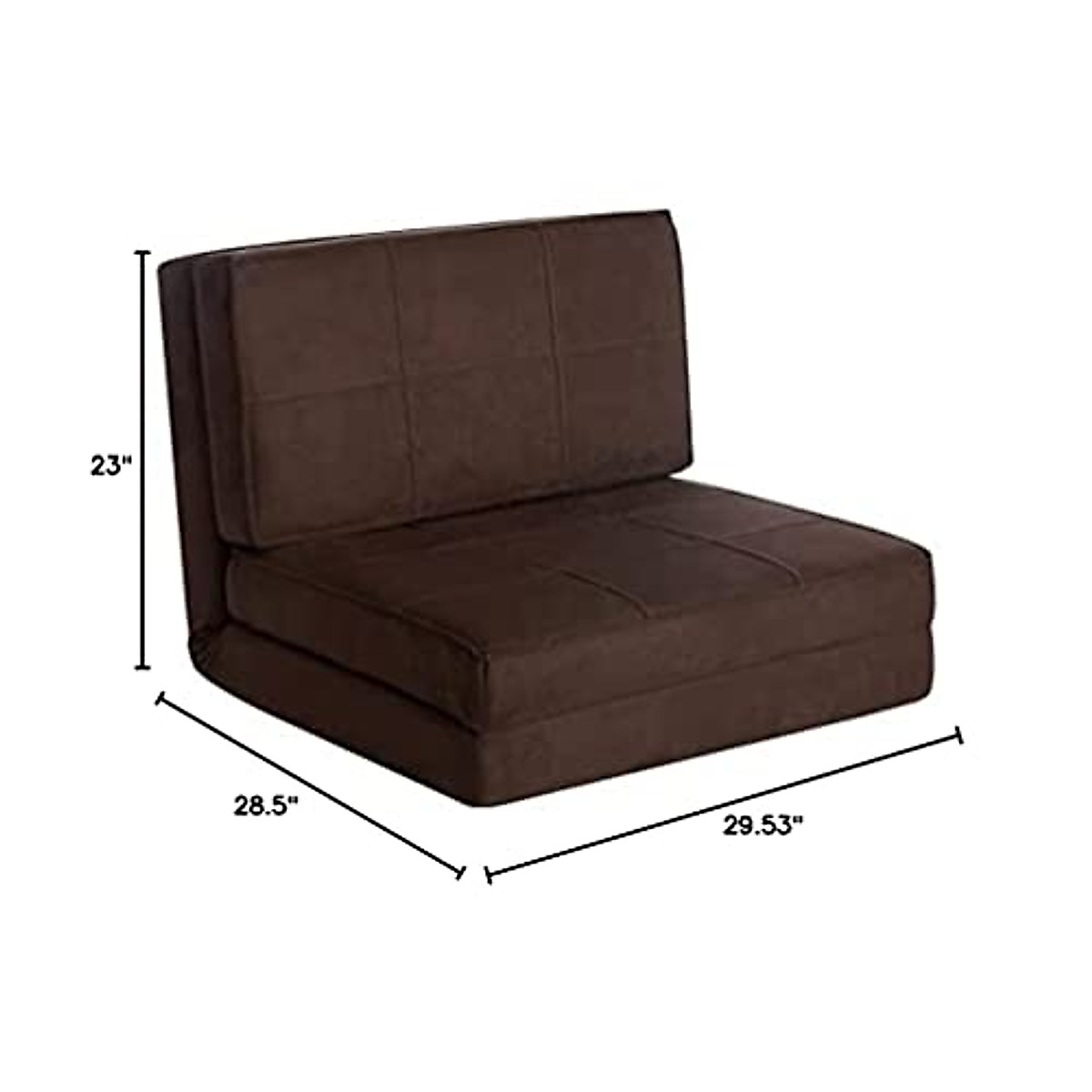 Urban Shop Ultra Suede Convertible Flip Chair, L28.5 x W29.53 x H23.0, Brown
