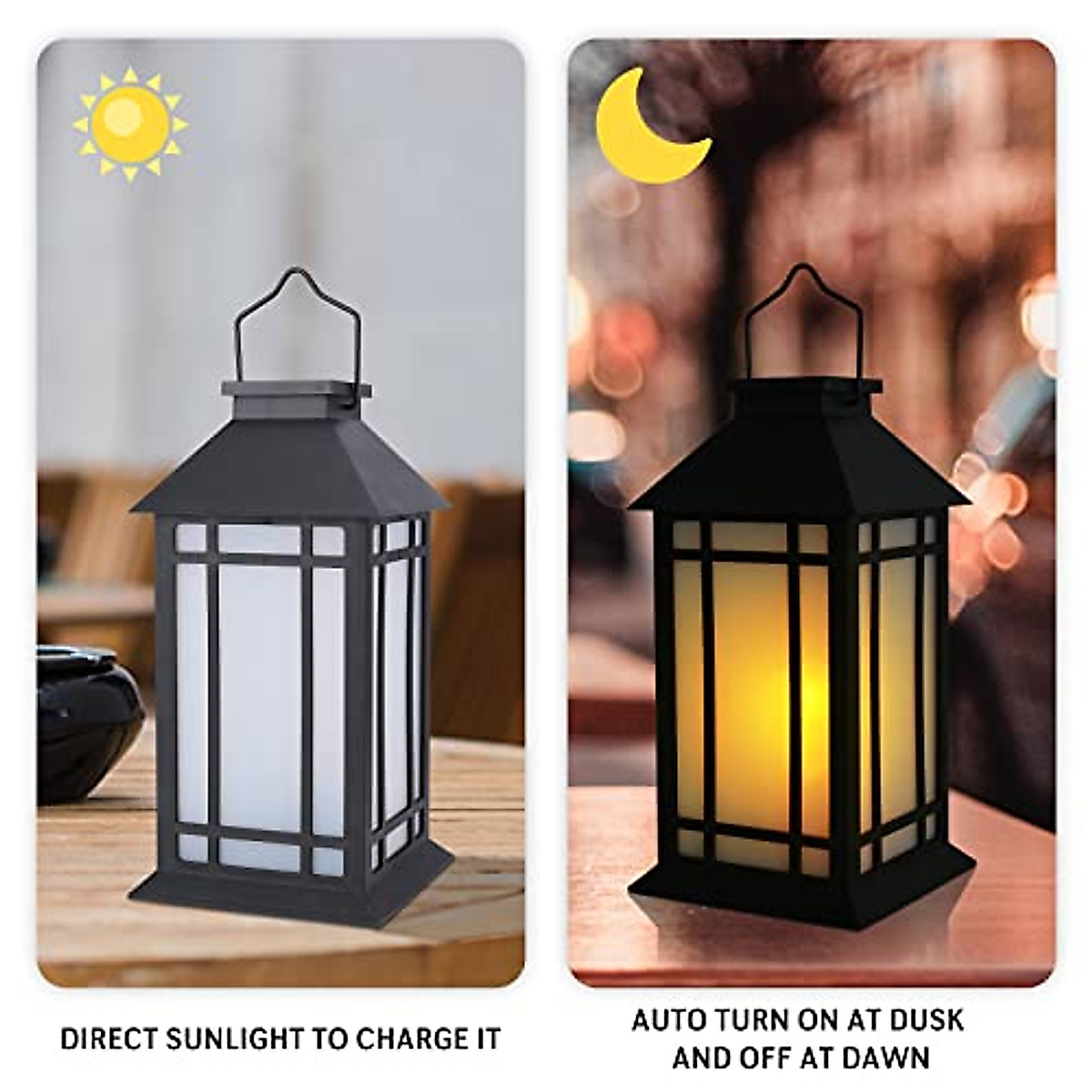11" Solar Lantern Outdoor Garden Hanging Lanterns Waterproof LED Vintage Flickering Flame Lanterns for Patio, Table, Party.