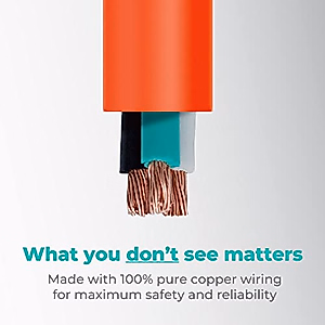 KMC 50ft 16AWG Outdoor Extension Cord, SJTW 16/3 Lighted Power Cord, Bright Orange, ETL Certified (50ft/15.24m)