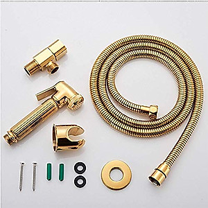 BINCAVIDOU Gold Solid Brass Hand Held Bidet Sprayer Toilet Kit Single Handle Bidet Faucet Wall Mounted Bidet Faucet for Bathroom Shower