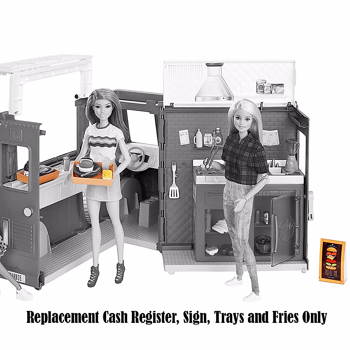 Replacement Parts for Fresh 'n Fun Food Truck Barbie Doll Playset - GMW07 ~ Replacement Cash Register, Sign, Trays and Fries