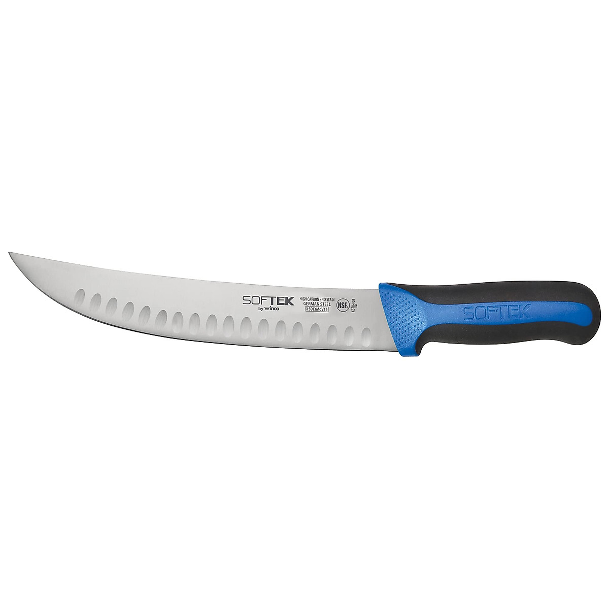 Winco Sof-Tek, 10" Hollow Ground Cimeter Knife, Soft Grip Handle