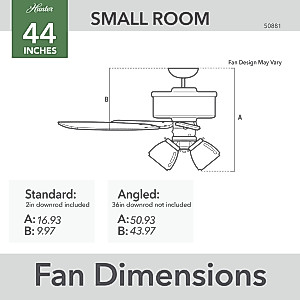 Hunter Fan Company, 50881, 44 inch Swanson New Bronze Ceiling Fan with LED Light Kit and Pull Chain