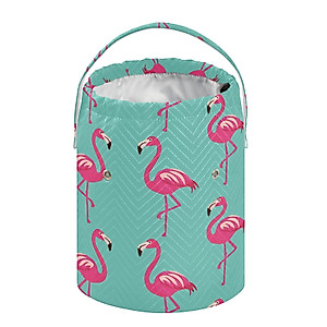 Lovely Flamingos Teal Crochet Bag Organizer Yarn Storage Bag Yarn Holder Knitting Bag Crochet Accessories with Pockets Portable for Knitting Kit Supplies Travel