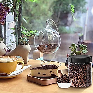 8 Oz Clear Plastic Jars with Black Lids Refillable Kitchen Storage Containers for Dry Food, Coffee, Nuts and More, 3 Pack