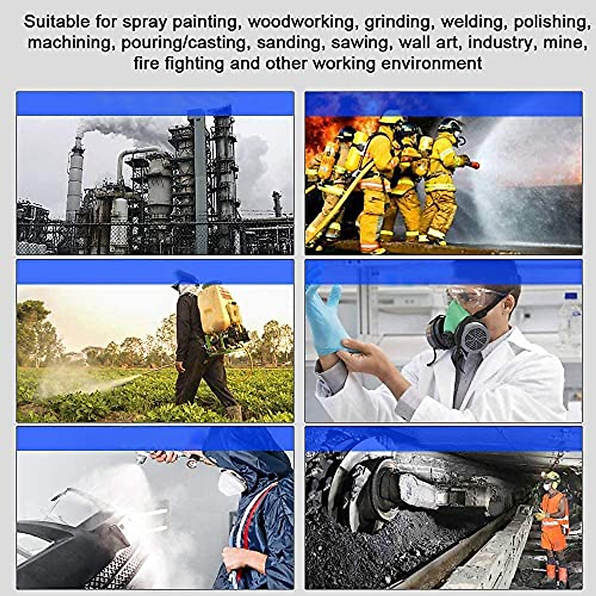 EROCK 15in 1 Reusable Full Face Respirator Widely Used in Paint Sprayer,Woodworking,Welding,Dust Protector and Other Work Protection (Medium)