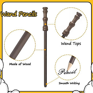 Party Supplies -24pcs Wand Pencil, 24pcs Black Glasses with Round Frame No Lenses for School Party, Birthday , Cosplay Party Decor, Halloween (48pcs all)