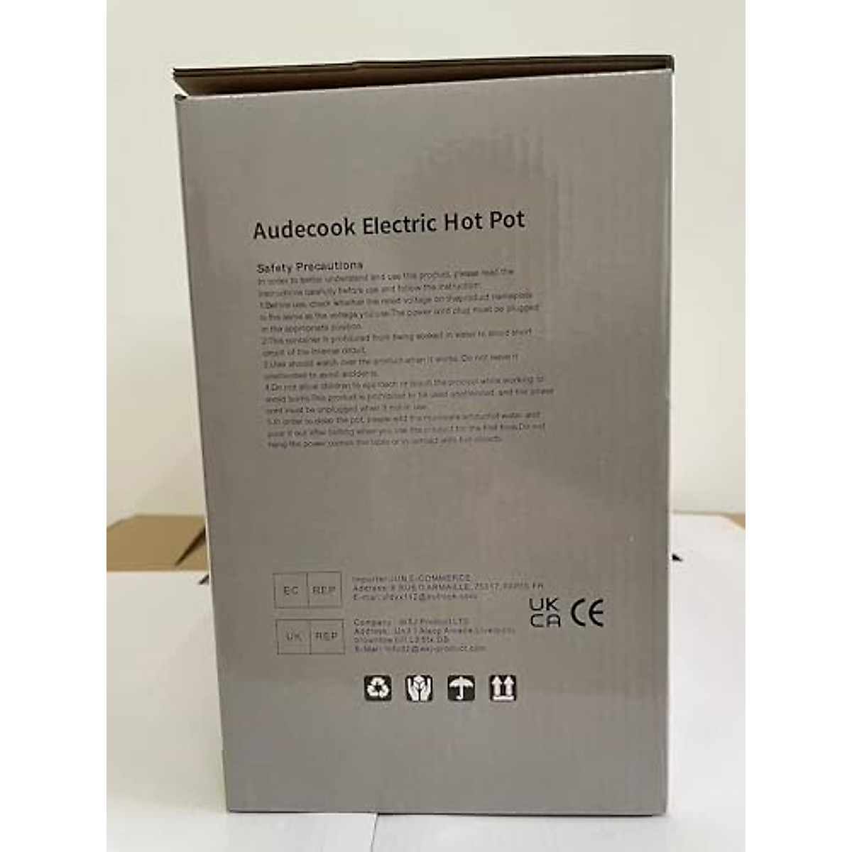 Audecook Hot Pot Electric 2L, Cermic Glaze Non-Stick Frying Pan 8 Inch, Portable Travel Cooker for Ramen/Steak/Fried Rice/Oatmeal/Soup, with Dual Power Control (Silicone Spatula Included)