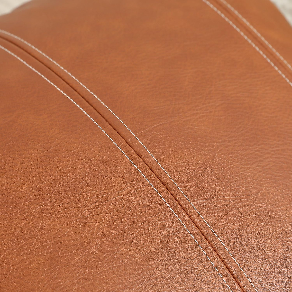 MANDIOO Set of 2 Boho Striped Faux Leather Throw Pillow Covers 16x16 Inch Modern Luxury Square Decorative Cushion Cases for Living Room Bedroom Sofa Couch Brown