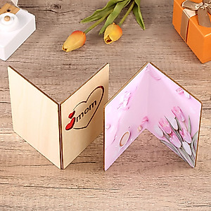 Mom Birthday Card, Mothers Day Card, Wooden Birthday Card for Mom Grandma, Mother Birthday Card, Happy Birthday Mom Cards, Thank You Card for Mother, I Love You Mom Cards, Handmade Greeting Card