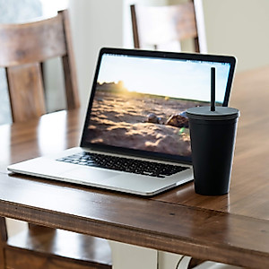 STRATA CUPS Classsic Black Tumblers with Lids (12 pack) - 16oz Colored Acrylic Cups with Lids and Straws | Double Wall Matte Plastic Bulk Tumblers With FREE Straw Cleaner! Customizable DIY Gifts