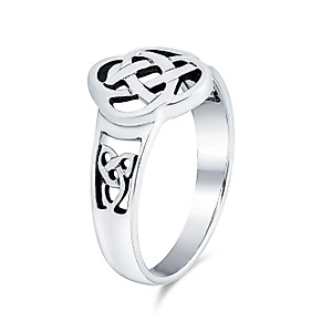 Personalized Best Friends BFF Love Knot Irish Celtic Infinity Band Ring For Teen Women Oxidized .925 Sterling Silver Customizable