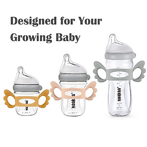 haakaa Gen.3 Natural Glass Baby Bottle Set 4oz & 6oz - Wide Neck Anti-Colic Slow Varibale Flow Nipple, 0M+ 3M+ 6M+ Breastfed Babies