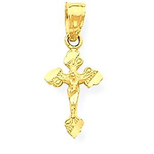 IceCarats 10K Yellow Gold Tiny Lord Jesus Christ Crucifix Holy Cross Necklace Religious Pendant Charm Only