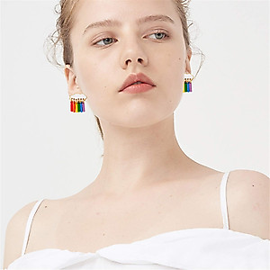 ANDPAI 14k Gold Colorful Enamel Rainbow White Clouds Dangle Drop Stud Earrings with Silicone Coated Push Backs for Women (Color)