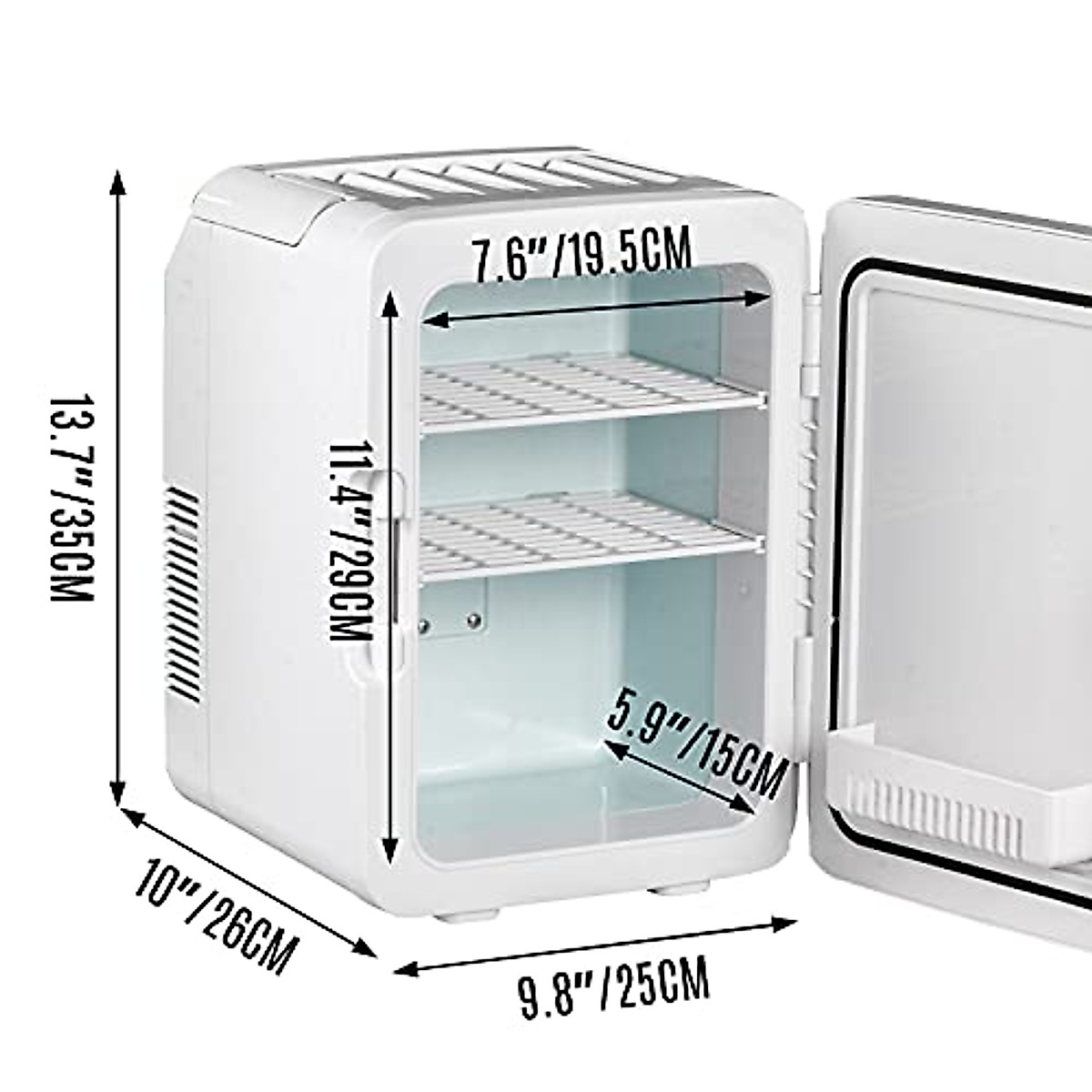 VEVOR Mini 10 Liter Portable Cooler Warmer Fridge Black Compact Refrigerator, Lightweight Beauty Cooling, for Bedroom Office Car Boat Dorm Skincare (110V/12V), 10L