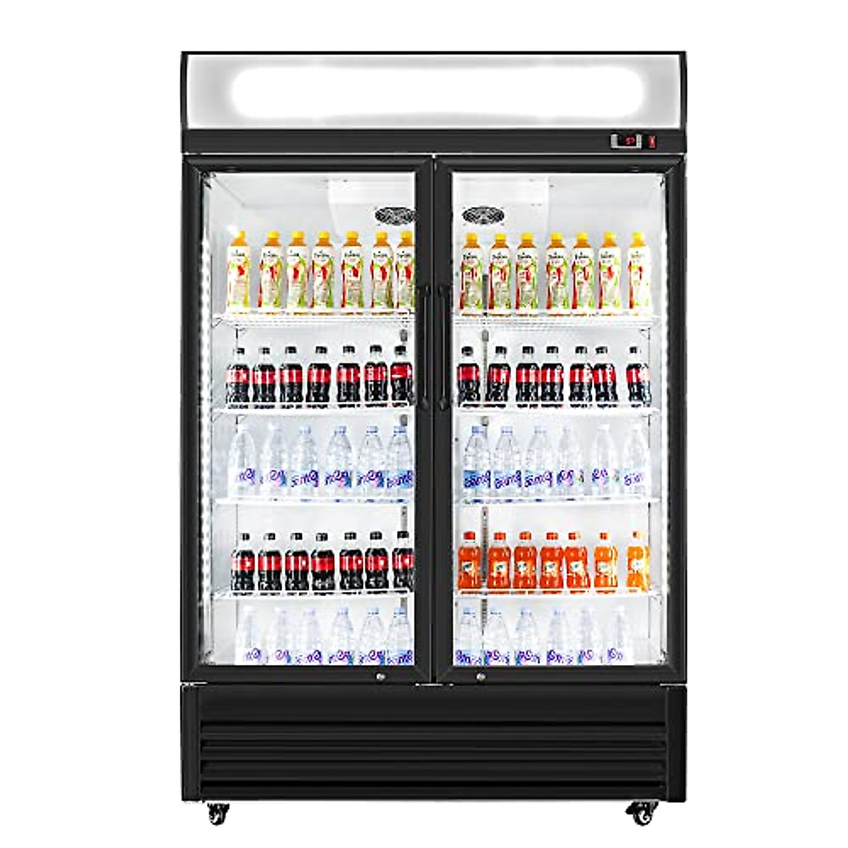 DHPM 51" 2 Sliding Glass Reach in Refrigerator Swing, Door Upright Display Beverage Cooler Merchandiser, Antique White