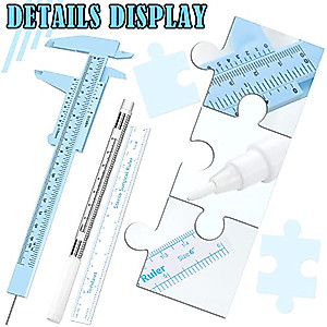 6 Pieces Eyebrow Tools 2 Pieces Eyebrow Measuring Ruler 2 Pieces Microblading White Marker Pen with Paper Ruler Skin Marker Eyebrow Permanent Makeup Position Mark Tools for Eyebrow Lips Skin