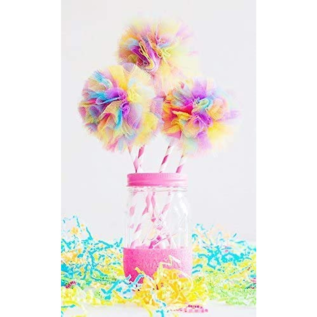 BJM Collection Rainbow Color Tulle Assortment, 6 inch by 25 Yard Spool (8 Pack)