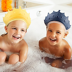 NAIHOD 2 Pieces Soft Baby Shower Cap Soft Adjustable for Washing Hair Shield Safe Visor Cap Bathing Shampoo Shower Protection Bath Hat for Toddler Kids Children