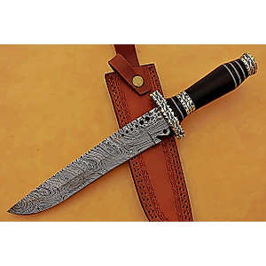 Custom Handmade Damascus Steel Hunting Knife / Bowie Knife SS-17366 ( horn ) (black)