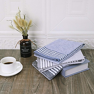 Wenzhi Kitchen Dish Towels for Washing Dishes, Cotton Light Blue Kitchen Towels for Drying, 19x28 Inches Tea Towels Pack of 3