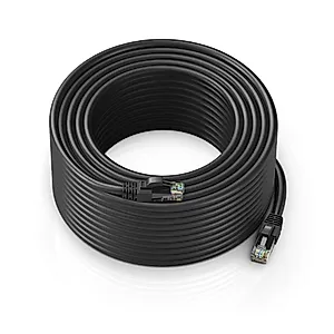 Maximm Ethernet Cable 200 ft CAT6 High Speed Internet Network LAN Cable Cord, Outdoor Waterproof (Black)