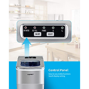 KUPPET Ice Maker Machine for Countertop, Portable Automatic Ice Maker with LCD Display, 9 Ice Cubes Ready in 6min, 26 lbs/Day - for Parties/Home/Office/Bar, Ice Scoop and Basket (Silver)