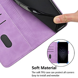ONV Wallet Case Compatible with Samsung Galaxy S9 Plus - Cube Skin Flip Phone Case with Wrist Strap Card Holder Magnet Leather + Inner Shell Flip Stand Cover for Samsung Galaxy S9 Plus [HX] -Purple