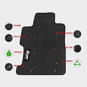 IKON MOTORSPORTS, Floor Mats Compatible With 2006-2011 Honda Civic Coupe & Sedan, Latex All Weather Easy Clean Interior Car Carpets Black Full Set 3 Pieces