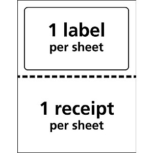 Avery Printable Shipping Labels with Paper Receipts, 5-1/16" x 7-5/8", White, 100 Blank Mailing Labels (27900)