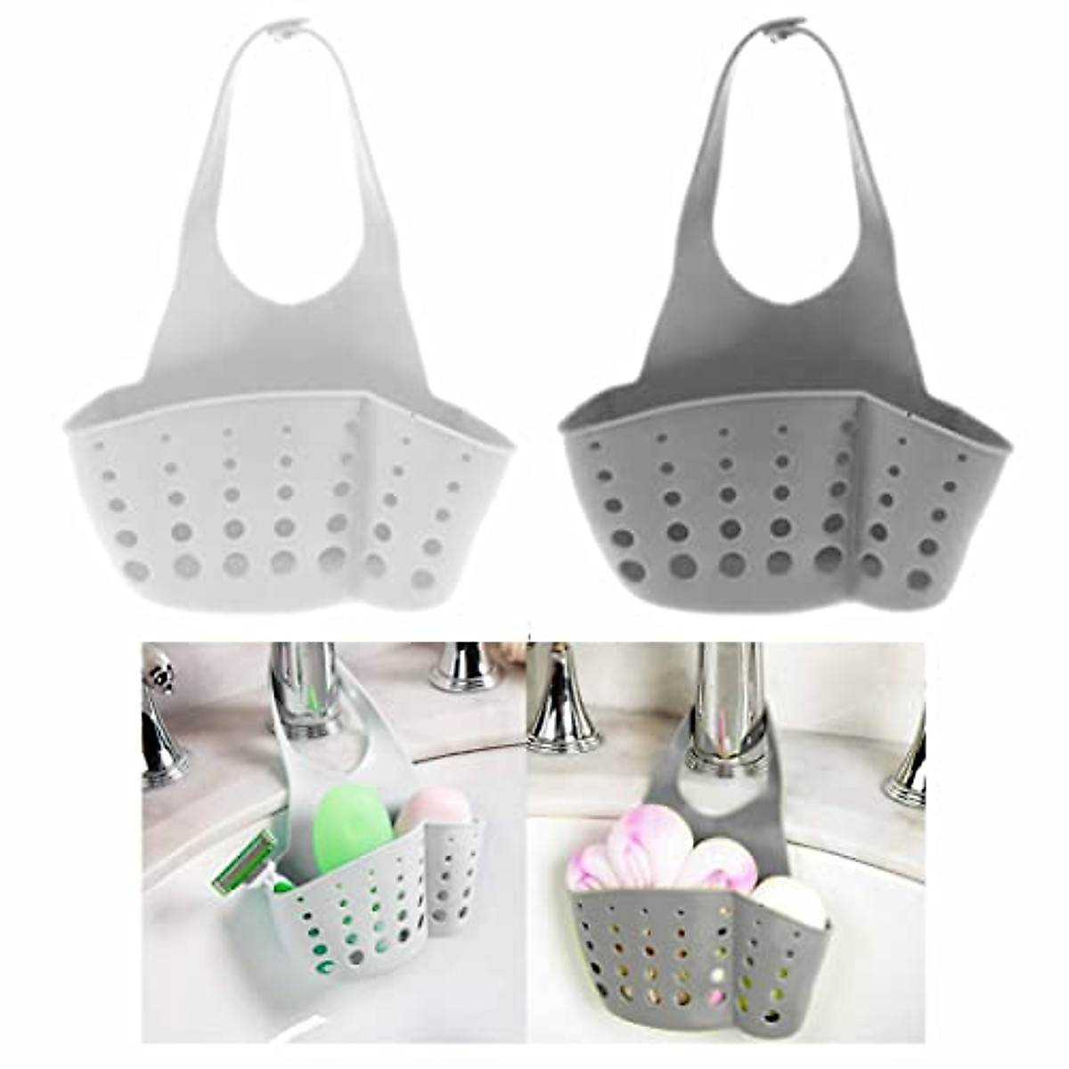 2 Pc Sink Caddy Bathroom Shower Sponge Bath Soap Rack Holder Hanging Organizer