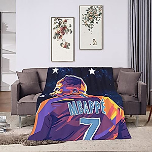 Custom World Football #7 Mbappe Ultra-Soft Fleece Blankets for Bedroom Living Room Sofa Bed Outdoor, 50"x40"