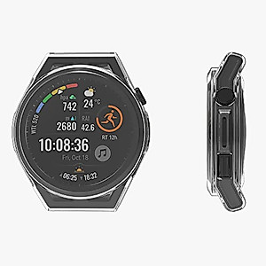 kwmobile Case Compatible with Huawei Watch GT Runner (Set of 2) - Smart Watch/Fitness Tracker Cover - Black/Transparent