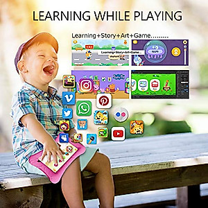 PRITOM Kids Tablet, 32 GB ROM, Quad Core Processor, HD IPS Display, WiFi 7 inch Android Tablet, Kid-Proof with Kids Tablet Case