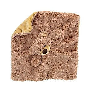 K. Luxe Baby 14.5 x 14.5 inch Blanket with Rattle Baby Blankie (Brown Bear)