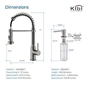 KIBI Aurora Single Handle Spring Pull Down Faucet for Kitchen Sink | Solid Brass High Arc Faucet Spout | Kitchen Faucet with Pull Down Sprayer (Titanium) (KKF2003) (Soap Dispenser included)