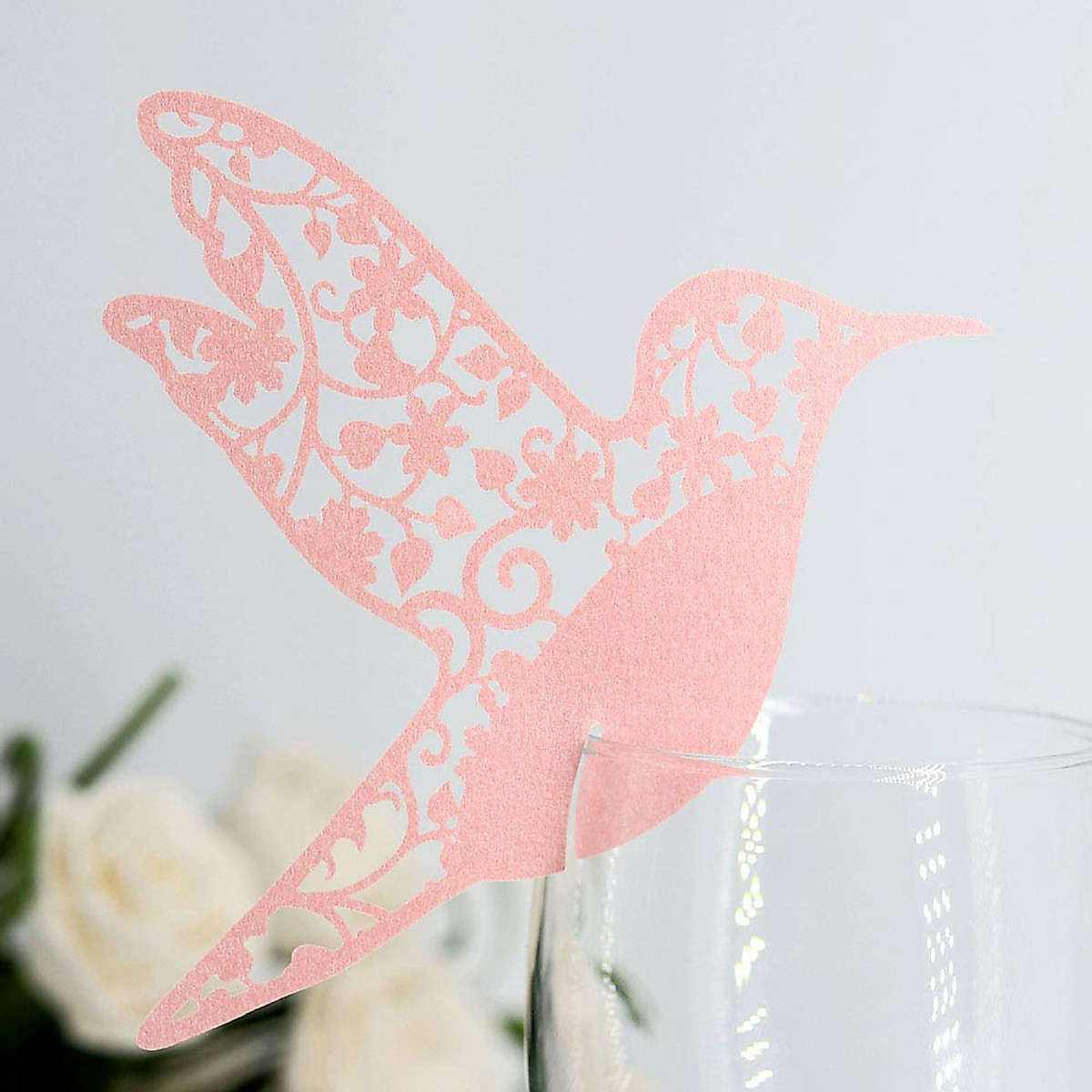 50pcs Place Cards, Little Bird Shape Table Name Cards for Wine Glass, Wedding Name Place Cards for Table Setting Receptions Parties Events Celebrations()