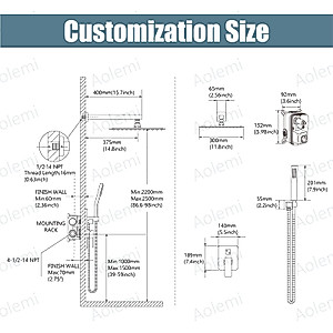 Aolemi Rainfall Shower System 12 Inch Shower Head Brushed Nikcel Combo Set with Handheld Shower Rough-In Valve Included Wall Mount Bathroom Shower Mixer Faucet