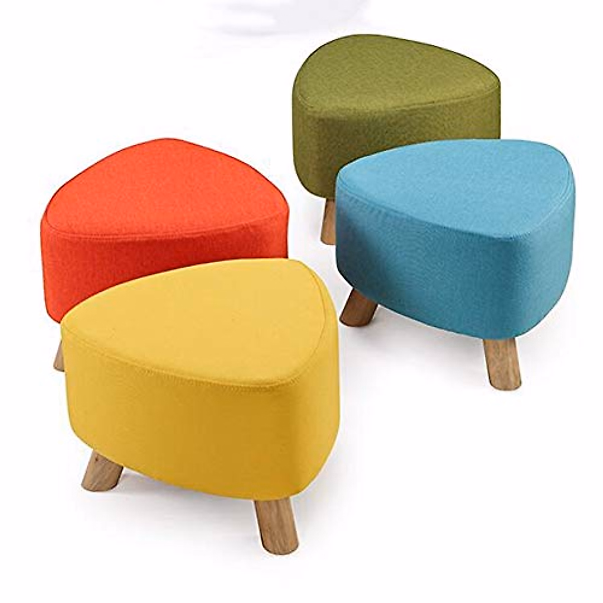 JAHH Products Foam Padded Pouf Footrest Stool with Removable Linen Cover and Non-Skid Wooden Legs, (Color : Black)