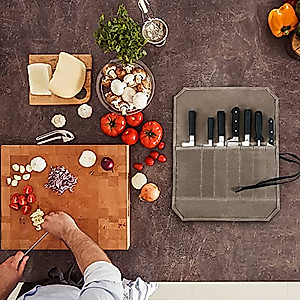 Knife Roll, Chef’s Knife Roll Case, Waxed Canvas Cutlery Knives Holders Protectors, Home Kitchen Cooking Tools And Utensils Wrap Bag Wallet , Multi-Purpose Brush Roll Bag, Travel Tool Roll Pouch