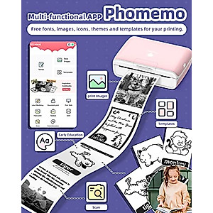 Phomemo M04S Portable Printer- Bluetooth Inkless Thermal Sticker Printer with White Self-Adhesive Thermal Paper for Phomemo M04S/M04S Bluetooth Thermal Printer, Black on White, 110mm x 3.5m, 3-Rolls
