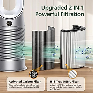 360° Combi 2 in 1 HEPA + Carbon Filter for Dyson TP04 HP04 TP07 TP06 HP06 TP4A TP7A PH02 PH01 PH03 PH04 PH3A HP09 TP09 HP07 HP10 TP10 HP4A HP7A DP04 Air Purifi-er, H13 True HEPA Filter #965432-01