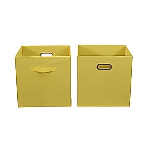 Household Essentials, Golden Yellow 2 Pack Open Storage Bins with Dual Handles, 13 x 12 x 13