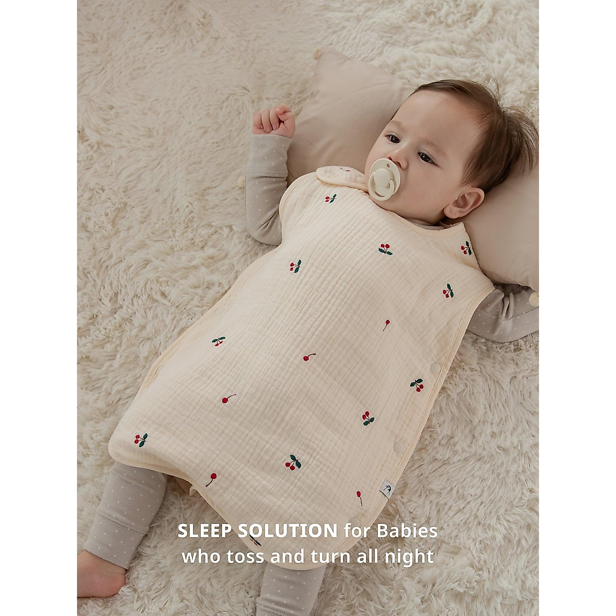 Konny Baby Sleep Sack - Wearable Blanket Sleeping Vest | 6-Layer Cotton Gauze Newborn Essentials Cloths | TOG 1.0 | 6 Months - 5T | (Cherry, Small)