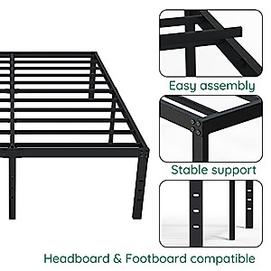DiaOutro 18 Inch King Bed Frame Heavy Duty Metal Platform No Box Spring Needed, Maximum Storage, Easy Assembly, Noise Free, Black