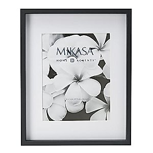 Mikasa Gallery Frame-16x20 in. Photo without Mat, 11x14 in. Photo with Mat, 2 mm Beveled Mat, Vertical or Horizontal Display, 17x21 Inch, Black