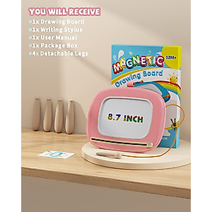 Kikapabi Toys for 1 2 Year Old Girl, Magnetic Drawing Board for Early Learning, Birthday/New Year Gift for Baby Boys, Doodle Board Kids Toddlers 1-3(Pink)